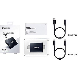 SAMSUNG T5 Portable SSD 2TB - Up to 540MB/s - USB 3.1 External Solid State Drive, Black (MU-PA2T0B/AM)