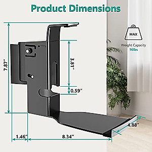 WALI Speaker Wall Mount Brackets for SONOS Play 5 Gen2 (1 Pack, Black)