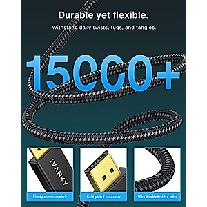 VESA Certified DisplayPort Cable 1.4, iVANKY 8K DP Cable 6.6ft (8K@60Hz, 4K@144Hz, 2K@240Hz)HBR3 Support 32.4Gbps, HDR, HDCP 2.2, FreeSync G-Sync, Braided Display Port for Gaming Monitor, Graphics, PC