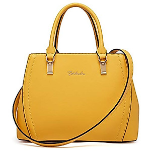 BOSTANTEN Women Leather Handbag Designer Top Handle Satchel Shoulder Bag Crossbody Purse Yellow