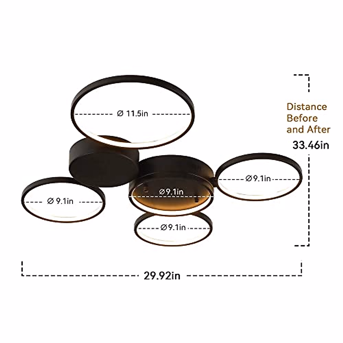 KARMIQI Modern Black Ring Ceiling Light 37W Dimmable LED Ceiling Light Circle Flush Mount Ceiling Light Fixtures for Living Room Bedroom Dining Room Kitchen