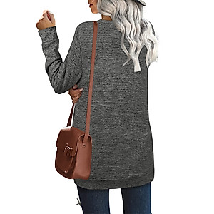 OFEEFAN Tunic Tops for Leggings for Women Crew Neck Womens Sweatshirts Casual Tops L