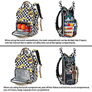 Yusudan Checkered Sunflower Lunch Backpack for Women, Insulated Cooler Work Business Laptop Backpacks Girls School Backpack College Bookbags