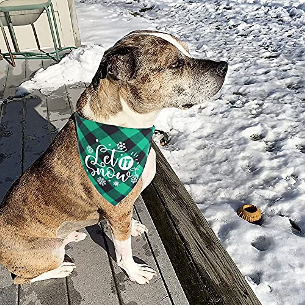 ADOGGYGO 2 Pack Dog Bandana Christmas Classic Buffalo Plaid Dog Scarf Triangle Bibs Kerchief Merry Christmas Pet Bandana for Dogs Pets (Merry Christmas&let it Snow)