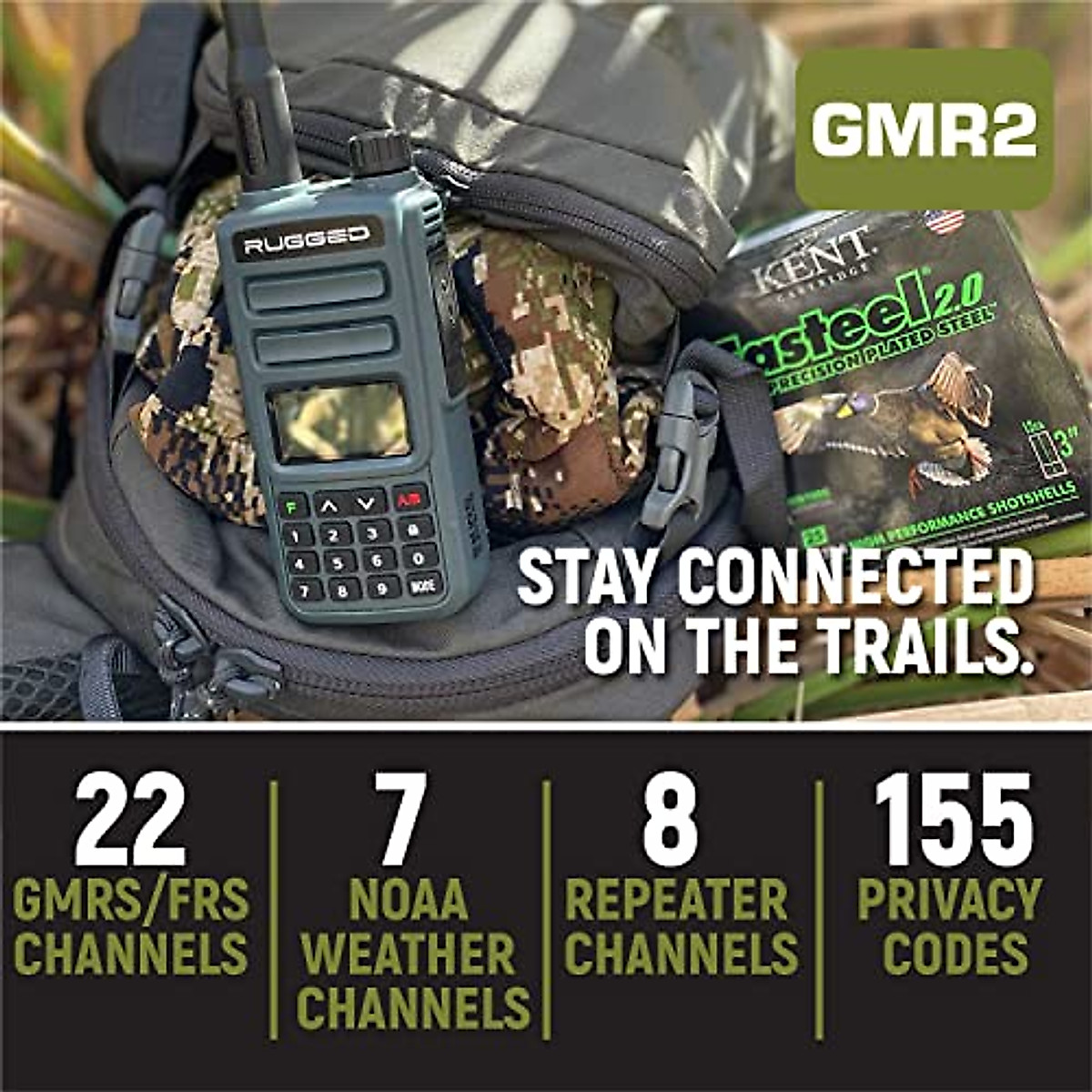 Rugged Walkie Talkie for Adults Hiking Camping Off Road with 22 GMRS Channels – Features Long Range NOAA Weather Channels and Rechargeable Battery