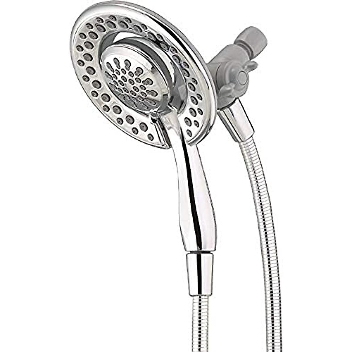Delta Faucet 4-Setting In2ition 2-in-1 Dual Shower Head with Handheld, Chrome Round Shower Head with Hose, Detachable Shower Head, Hand Held Shower Head, Chrome 75486C