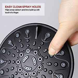 Matte Black Shower Faucet Set, Bathroom Rain Mixer Shower System with 6-Spray Shower Head Set, Wall Mounted Shower Fixtures Single Function Shower Trim Kit with Rough-in Valve