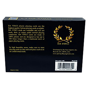 DA VINCI Ruote, Italian 100% Plastic Playing Cards, 2-Deck Poker Size Set, Regular Index, w/2 Cut Cards