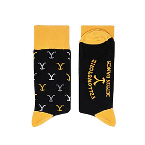 Yellowstone Dutton Ranch Black/Yellow Socks - Officially Licensed