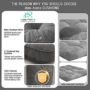 idee-home Outdoor Chair Cushions Set of 2, 5" Thick Outdoor Seat Cushion Waterproof Patio Furniture Cushions with Ties, Dining Chair Cushions 19" x 19" Indoor Chair Pads