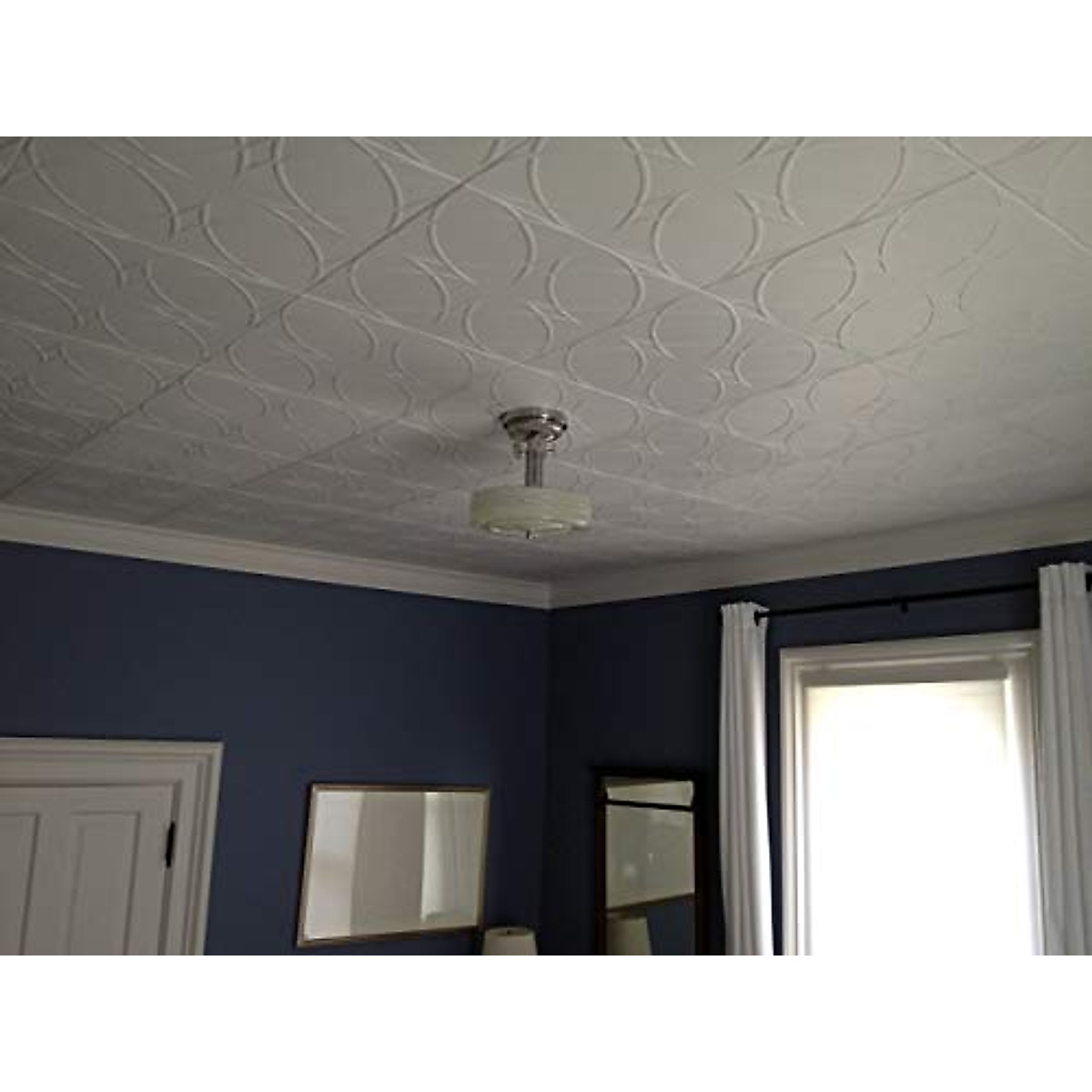 A La Maison Ceilings R82 Circles and Stars Foam Glue-up Ceiling Tile (128 sq. ft./Case), Pack of 48, Plain White