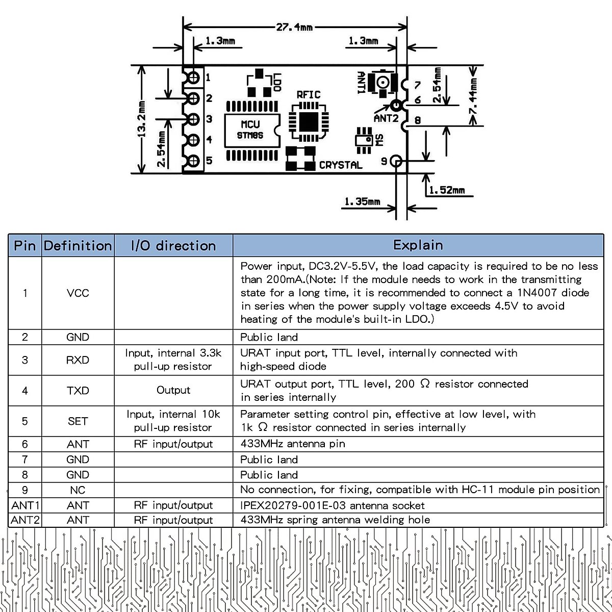 HC-12 433Mhz SI4463/SI4438 Wireless Serial Port Module 1000M Replace Bluetooth with Antenna