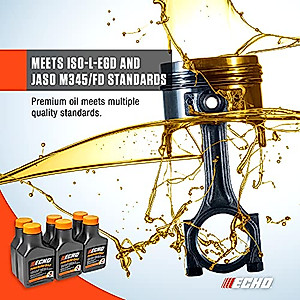 Echo Products, Echo 6450001G Power Blend Gold Oil Mix 50:1 for 2 stroke2cycle Outdoor Power Equipment, High Performance Semi Synthetic, Low Smoke Emission 2.6 fl oz (6 Pack), 6450001G 2.6 fl oz