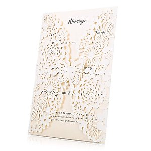 30x Pearl Paper Laser Cut Invitations,For Baby Shower,Wedding,Mother's Day,Brides Bridal Shower,Graduation Celebration, Birthday,Party Invitation,Thank You Cards (Ivory)