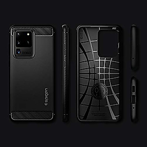 Spigen Rugged Armor Designed for Samsung Galaxy S20 Ultra Case/Galaxy S20 Ultra 5G Case (2020) - Matte Black