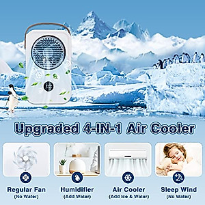 clleylise Portable Personal Air Cooler - Powerful, Quiet, and Energy Efficient USB Evaporative Air Cooler Cooling Fan in 4 Speed For Bedroom, Office, Living Room & More