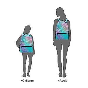 Dussdil Rainbow Shiny Leopard Kids Backpack Backpacks for Boys Girls Casual Daypack Back Pack 16 inch Laptop Bag Double Zipper Travel Sports Bags with Adjustable Shoulder Strap