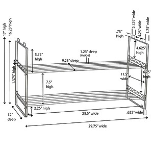 Household Essentials Stackable Two-Tier Shoe Rack, Chrome