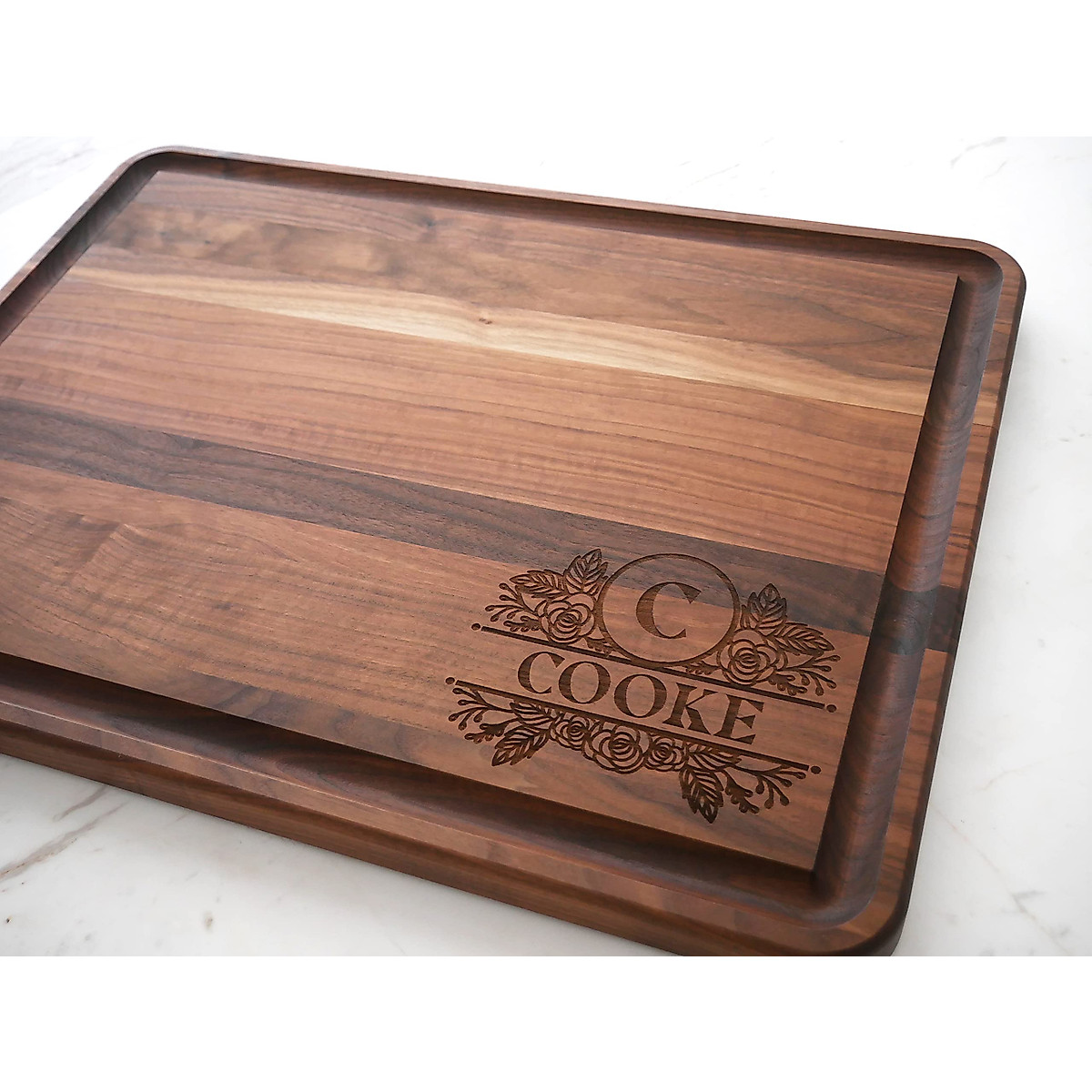 Extra Large Personalized Butcher Block Cutting Board - Extra Large Wooden Personalized Cutting Board Custom Engraved - Personalized Wedding Gift for the Couple - Walnut Meat Carving Chopping Board
