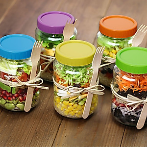 HELPFUL HOME Mason Jar Lids, Canning Lids - Leakproof, Easy to Use, Versatile Usage, Bright & Colorful, Dishwasher Safe, Fits BALL, KERR & More, Pack of 12 (6 Wide Mouth & 6 Regular Mouth)