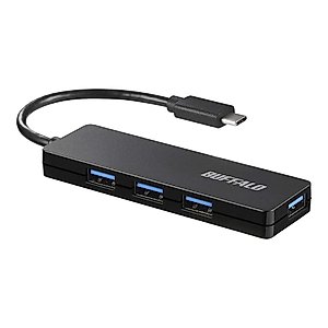 Buffalo USB HUB PS5 iMac MacBook Air/Pro Compatible with TypeC USB3.1 Gen1 4 Port Bus Power Black Slim Design Lightweight Remote Telework Home Work BSH4U125C1BK
