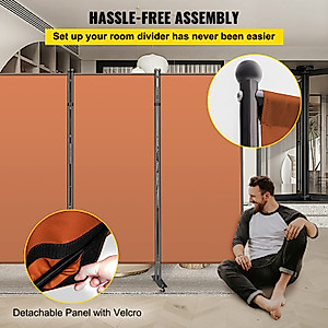VEVOR Office Partition 89" W x 14" D x 73" H Room Divider 3-Panel Office Divider Folding Portable Office Walls w/Non-See-Through Fabric Room Partition Reddish Brown for Room Office Restaurant