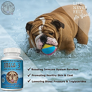 ScruffyPet Pure Omega 3 Wild Fish Oil for Dogs with Vitamin E - Highest EPA & DHA Softgels Available (1000mg) 180ct