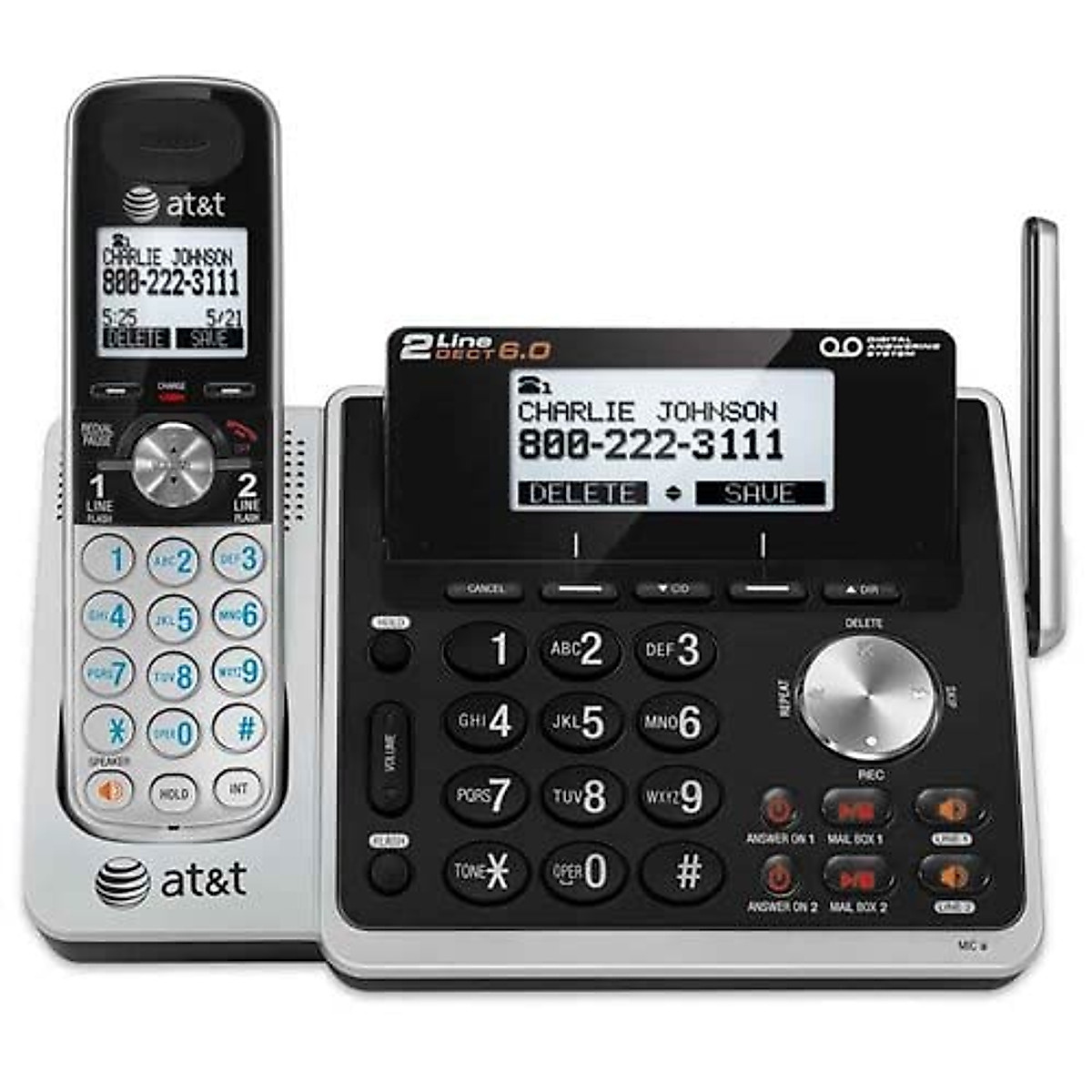 AT&T TL88102 + (2) TL88002 3 Handset Cordless Phone (2 Line) DECT 6.0…