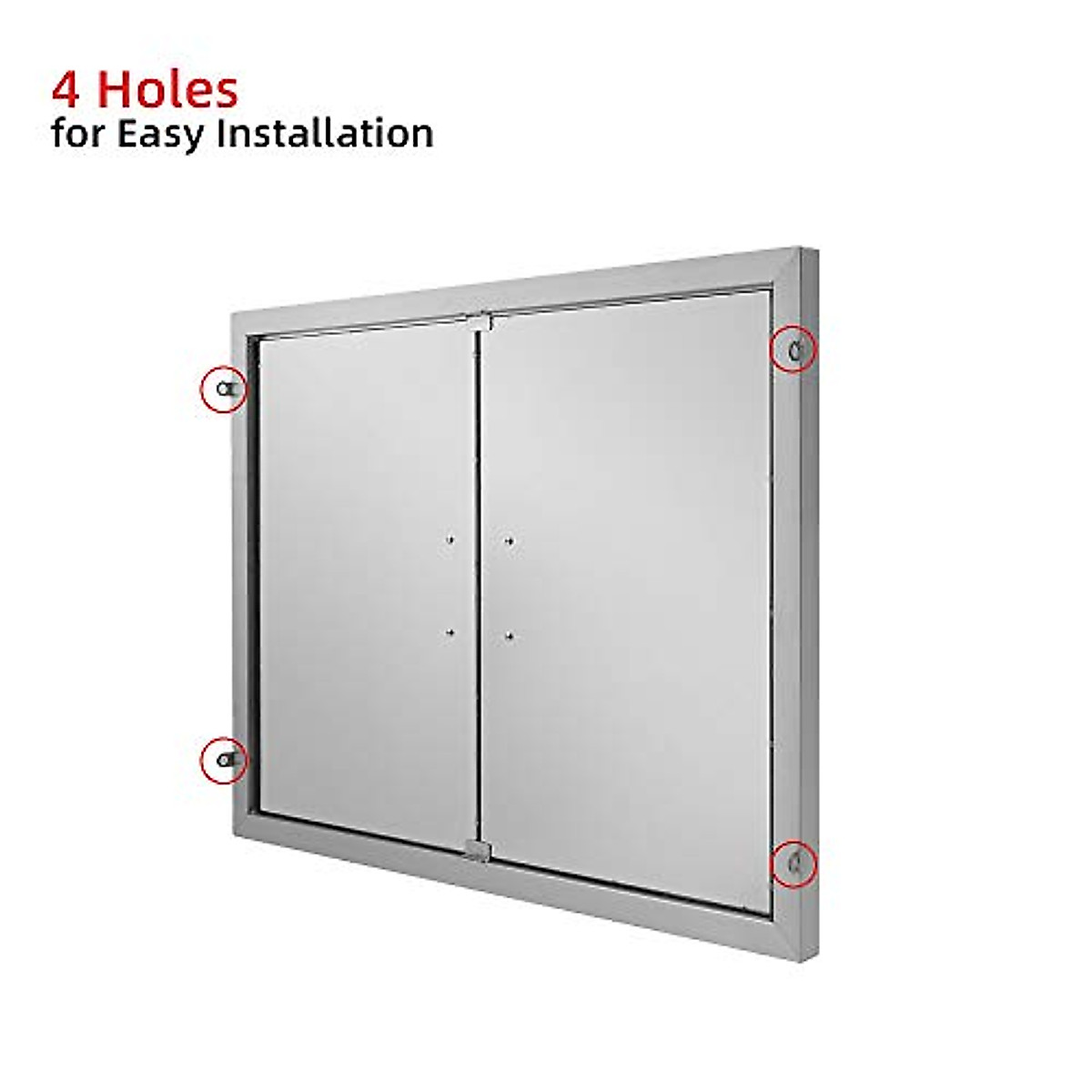 ROVSUN 31''W x 24''H Outdoor Kitchen Door, Heavy Duty 304 Grade Stainless Steel BBQ Access Door, Double BBQ Island Door, Perfect for Outdoor Kitchen, BBQ Island & Grilling Station