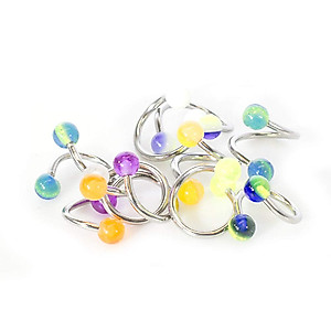 BodyJewelryOnline Twister Rings 10 Pack Multi-Colored Glow In The Dark Design Navel Lip Ear Helix