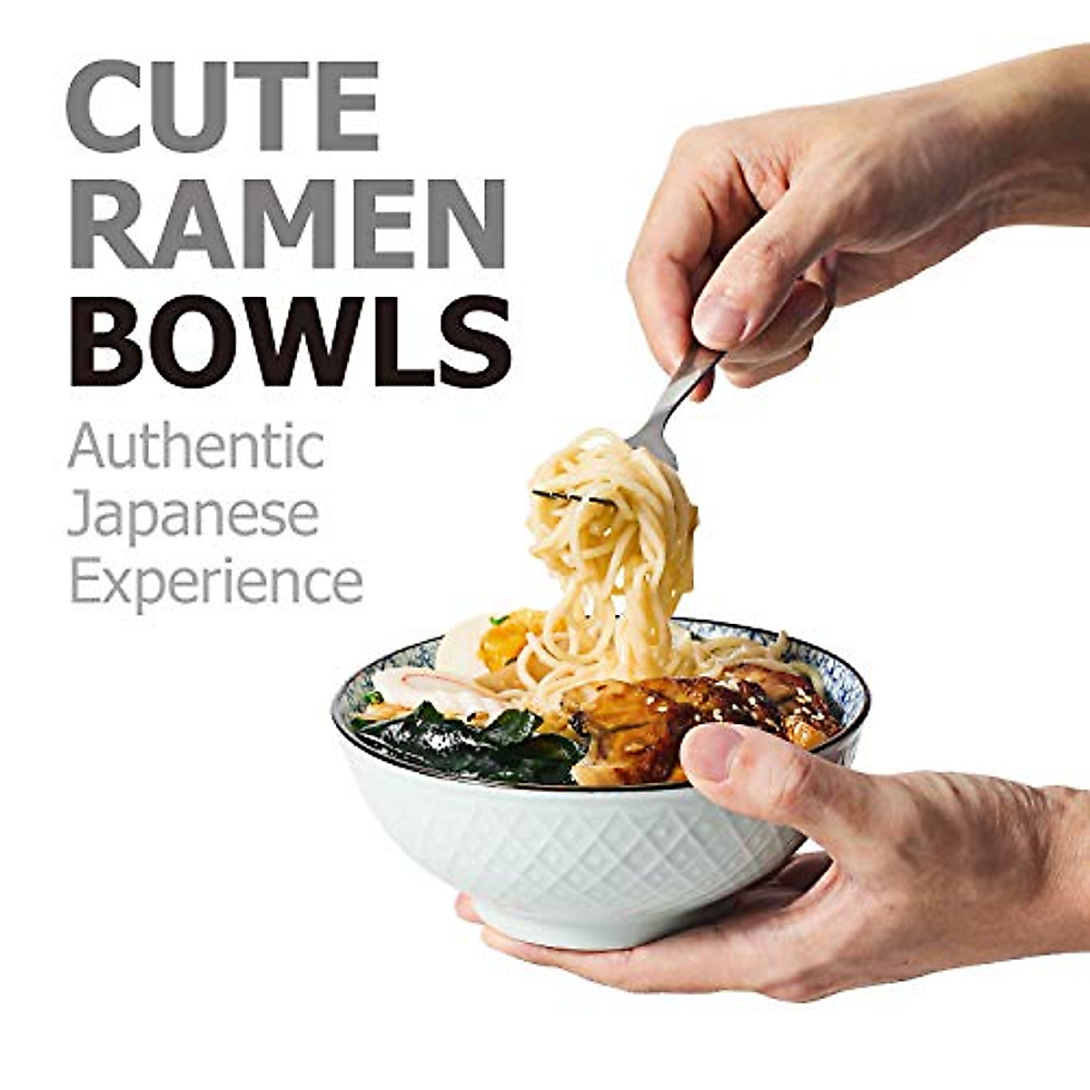 Y YHY Ceramic Bowls, 16 oz Japanese Rice Bowl, Porcelain Cereal Bowls for Kitchen - Nice Choice of Thanksgiving & Christmas Gifts, Blue Bowl Set of 4, Microwave and Dishwasher Safe