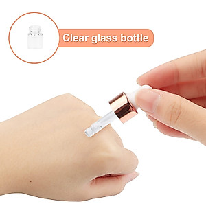 Clear Glass Dropper Bottles,50 Packs Essential Oils Bottles With Rose Gold Lids Perfume Sample Vials Travel DIY Cosmetic Liquid Containers 2 Pipettes Included (1ml(1/4 Dram))