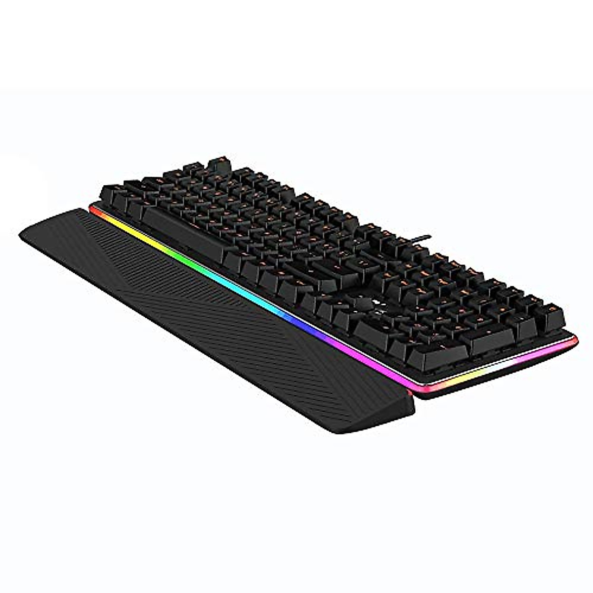 Teerwere Gaming Keyboard Ergonomic Design 108 Key RGB Side Backlit Mechanical Gaming Keyboard with Wrist Pad ABS Keycaps Mechanical Gaming Keyboard (Color : Black, Size : Brown Switch)