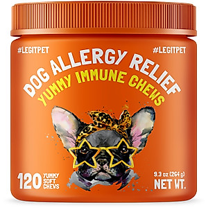 Allergy Relief Chews for Dogs & Immune & Digestive Supplement 120 Soft Treats and Mushroom Complex Treats for Dogs with Reishi Shiitake and Turkey Tail Mushrooms