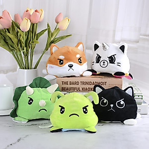 Toy Storage World Reversible Plushie Dinosaur Toy - Soft Dinosaur Plush Toys, Double-Sided Dinosaur Stuffed Animal with Happy & Angry Mood - Dino Plush Doll, Sensory Fidget Toy Gift for Kids & Adults