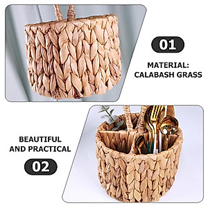 Kichvoe Fruit Basket Decor Picnic Basket Hamper Storage Basket Woven Basket with Handle Multipurpose Woven Floral Basket Flower Hand Woven Basket Flowers Articles for Daily Use Gourd Grass