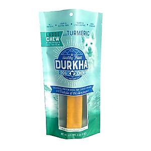 Durkha Himalayan Cheese Chews for Dogs with Turmeric | Natural Long Lasting Cheese Treats| Great for Aggressive Chewers | Does Not Stain Carpets or Furniture. (1 Pack, Large (1CT/Min.4OZ))