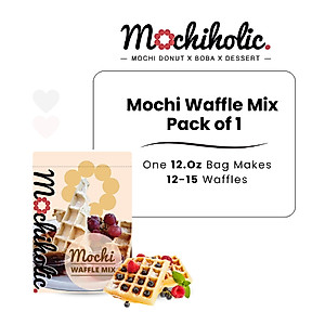 Mochi Waffle Mix Original Recipe - Rice Flour, Low Calories and Sugar - Essential Nutrients - 12 oz Healthy Daily Snacks by Mochiholic (Pack of 1)