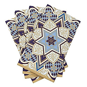 Design Design Passover Seder Decorative Paper Hand Towels for Bathroom Guest Towels Disposable, Use for Hanukkah Party Napkins Jewish Holidays, Bar Mitzvah Blue Judaica Pak 30
