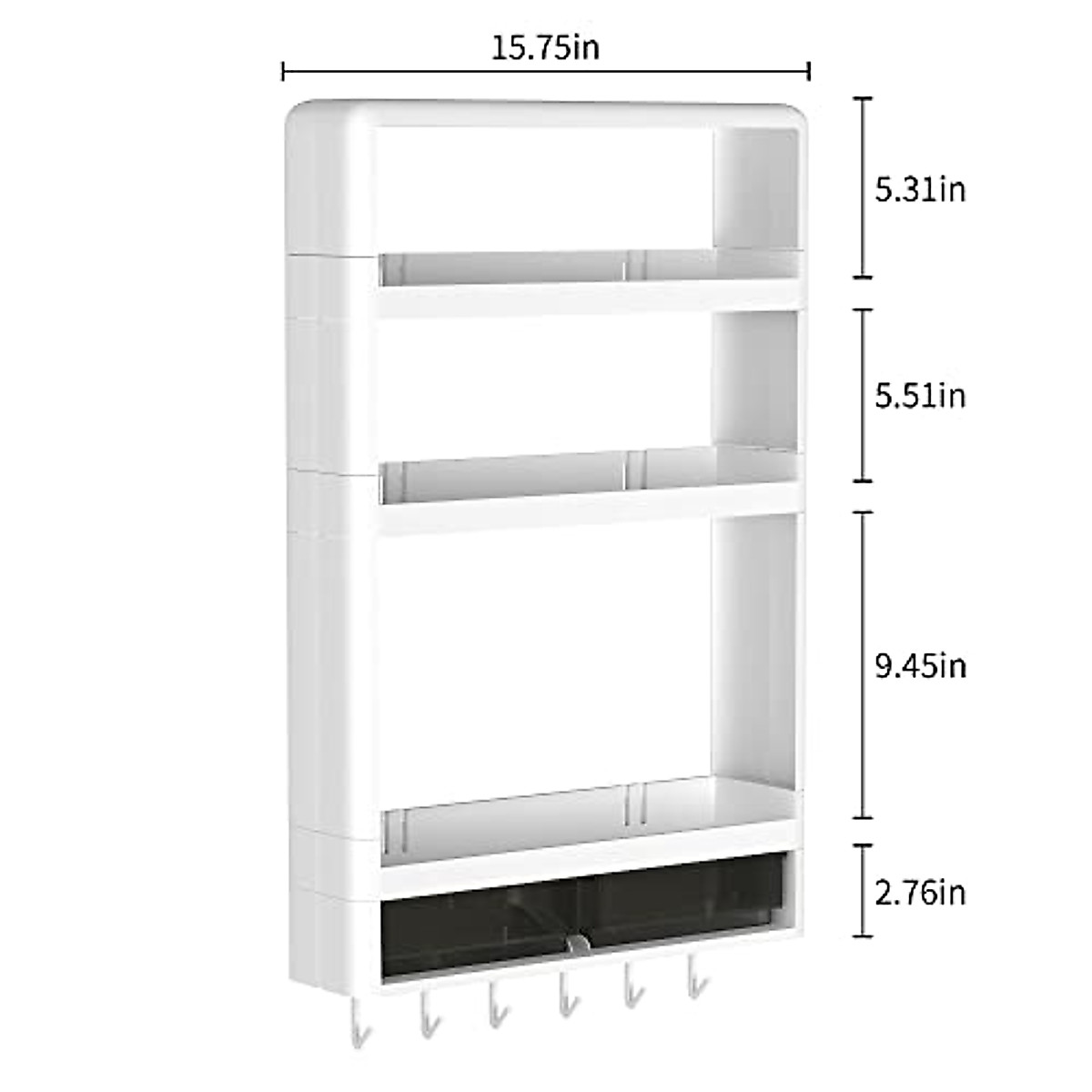 3 Tiers Bathroom Space Saver ,Over The Toilet Storage for Bath Essentials , Restroom Organization and Storage Shelf Over Washer and Dryer,No Drill,White