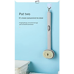2 Pack Back Scrubber for Shower, Long Handled Shower Brush with Soap Dispenser, Back Brush Long Handle for Shower, Exfoliating Body Scrubber for Shower Brush with Soft Bristles(Grey, Pink)