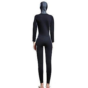 Xinsy Women's 5MM Neoprene Hooded Wetsuit Full Body Warm Padded Knee Pads Front Zipper Diving Suit for Spearfishing,Scuba, Stand-Up Paddle Boarding,S