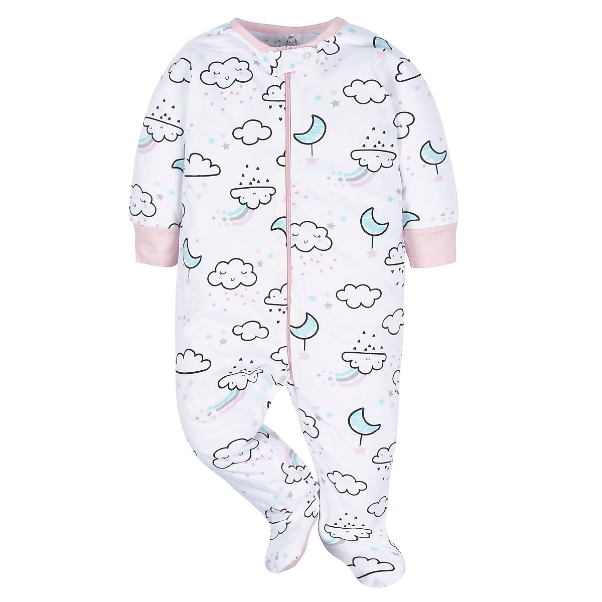 Gerber Baby Girls 4 Pack Sleep 'N Play Footie Cloudy Newborn