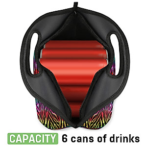 Insulated Neoprene Lunch Bag for Women Men Kids Rainbow Zebra Print Colorful Lunch Box Reusable Small Lunch Tote Bag Cooler Bag for School Work Picnic