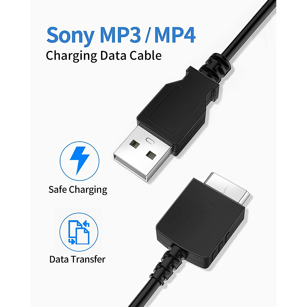 FEIYIU Replacement USB MP3 MP4 Player Charger Charging Cable - Compatible with Sony Walkman NWZ - A, S, E, X, Z Series - 5FT