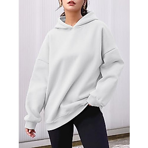 AUTOMET Womens Oversized Hoodies Fleece Sweatshirts Hooded Pullover 2025 Fashion Fall Clothes Trendy Outfits Winter Sweater White L