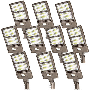 KUKUPPO 10 Pack 400W LED Parking Lot Light 60,000LM, DLC UL Listed Industrial Grade LED Shoebox Parking Pole Light 5000K IP65 Waterproof with Slip Fitter 110V 120V