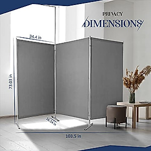 PRIVÄCY Partition Room Dividers Screen | Folding Privacy Screens with 8 Wheels for Office, Classroom & Studio - Hardware Included | Indoor & Outdoor Wall Divider with Brakes (Grey)
