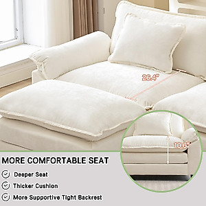 VUYUYU 154" Oversized Modern U Shaped Sectional Sofa with Convertible Chaise, Chenille Fabric Comfy Cloud Couch Deep Sectional Sofa with Ottomans for Living Room (Beige White, U-Shaped)