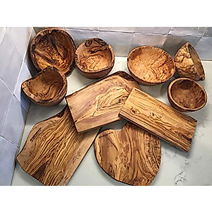 12" Rustic Handmade Bark Edge Olive Wood Charcuterie Board by Orchard Hardwoods- For Cutting, Chopping, Serving. Wooden Slab- Unique Gift. In Sm 12", Med 16", Lg 20", XL 24".(Small 12x5-6x0.8 inch)